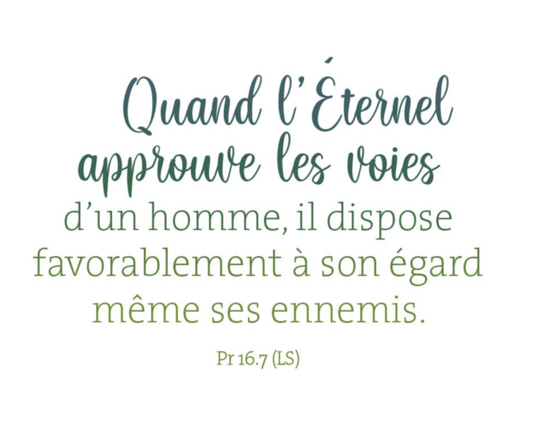 Quand l'Eternel approuve les voies d'un homme, Il dispose favorablement ...